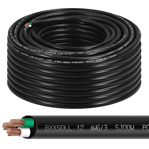 100FT 12/3 SJOOW 300V Wire, 12 AWG 3 Conductor 100FT Heavy Duty 300V ...