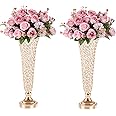 Amazon.com: 20in Vases for Flowers - Crystal Trumpet Floral Vase, 2Pcs ...