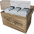 Amazon.com: Wooden Recipe Box with Cards and Dividers - Large Rustic ...