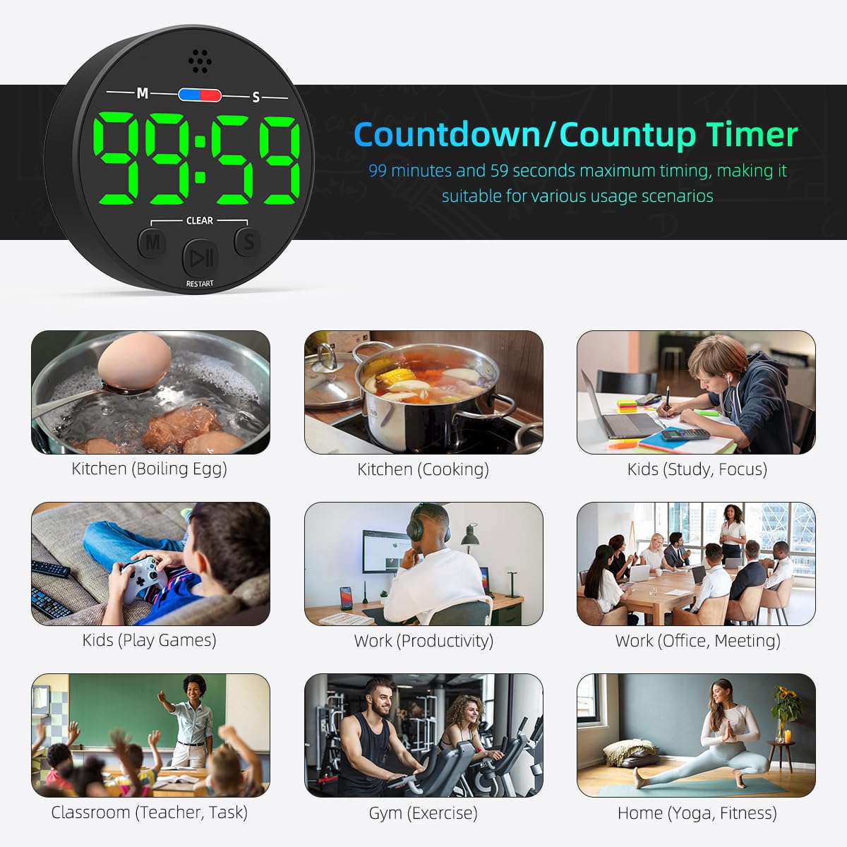 Visual Digital Timer For Kitchen, Classroom, Kids, Productivity ...