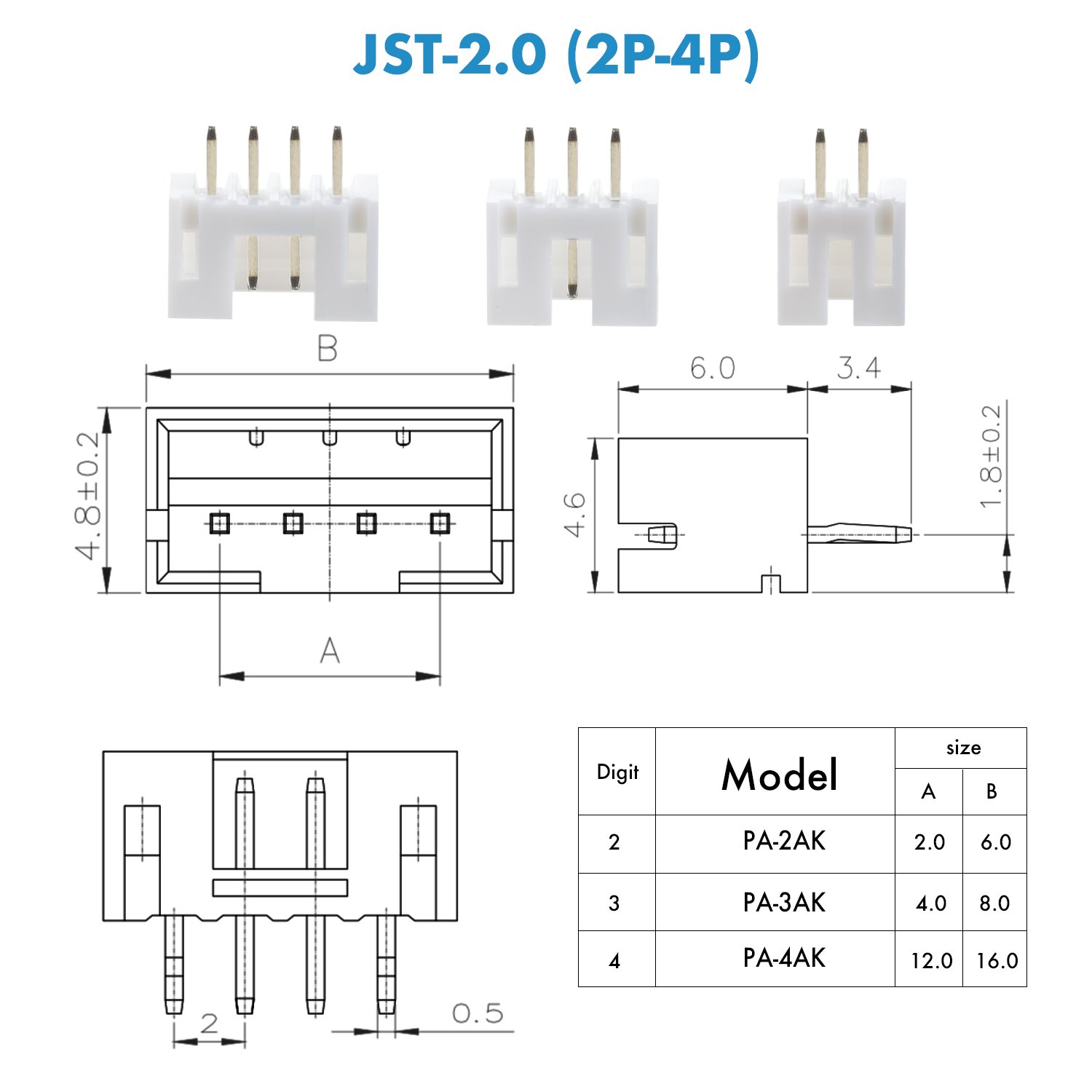 Morsettiere Crimp Dip Kit. CQRobot 300 Pieces 2.5mm Pitch JST JST SM 2.5mm Pitch Male And Female ...