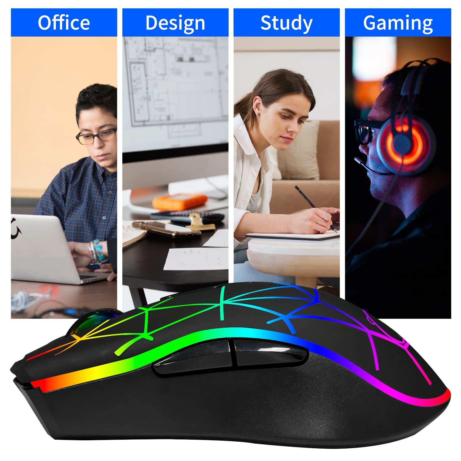 Mua IULONEE Wired Gaming Mouse USB C Low Noise Click 7 Colours ...