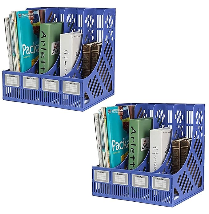 Store2508® Multipurpose Plastic 4 Compartments File Rack Paper Holder ...