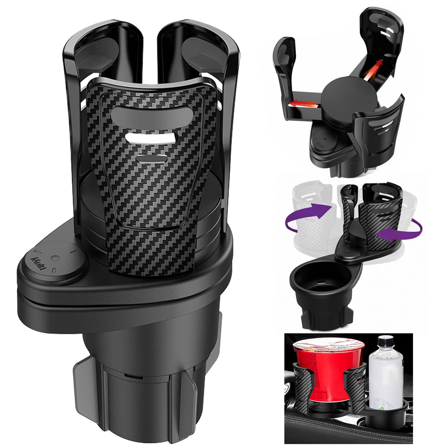 IRYNA Car Cup Holder Expander,2 in 1 Dual Cup Holder Extender Adapter ...