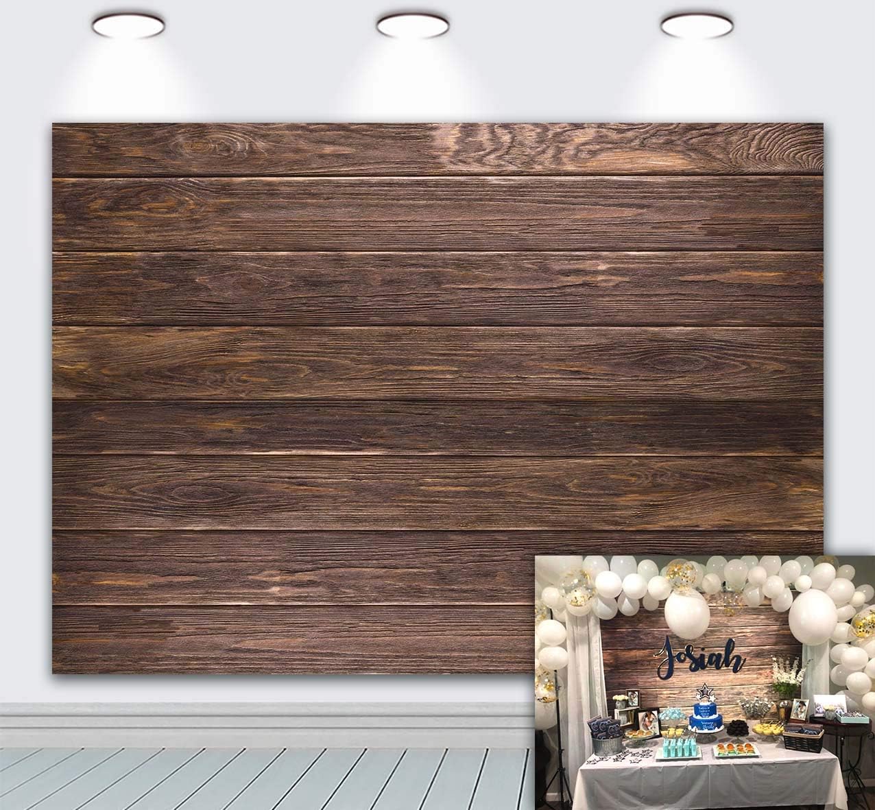 Amazon.com: Wood Vinyl Backdrop Rustic Brown Wooden Board Wall Portrait ...