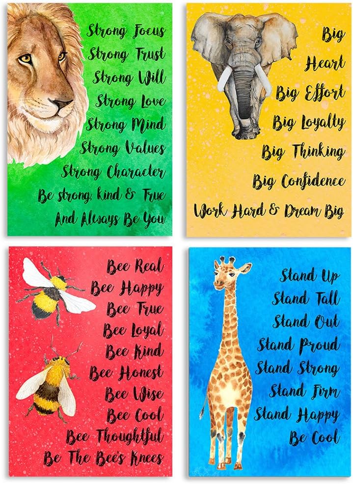Motivational Inspirational Posters Quotes Animal Theme Pack 4 Poster A3 ...