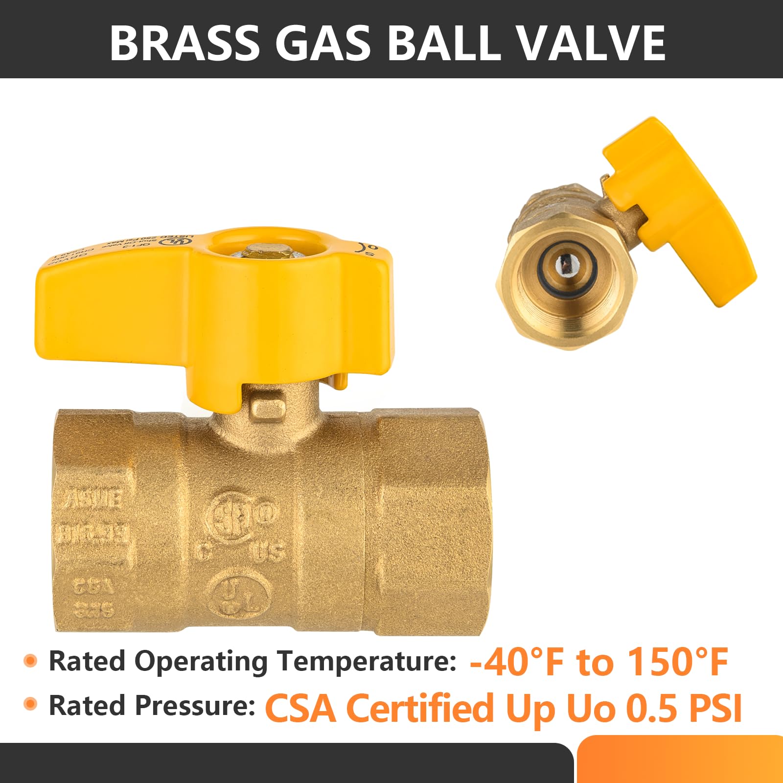 HeSun 20-Pack Straight-Flare Gas Ball Valve,3/4 Inch FIP X 3/4 Inch FIP Connection, 1/4 Turn ...