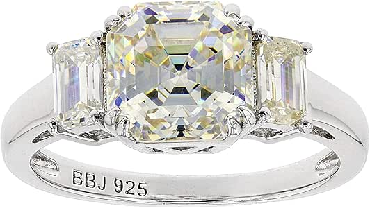 Amazon.com: Fabulite Strontium Titanate Rhodium Over Silver Ring 4 ...