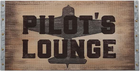 Amazon.com: Open Road Brands Pilot's Lounge, MDF Wood Wall Sign Art ...