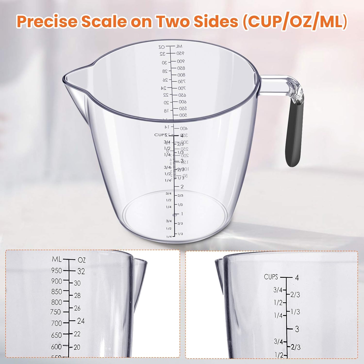 SAWAKE Measuring Jug, 3 Piece Plastic Measuring Jugs Set (1 Litre+500ml ...