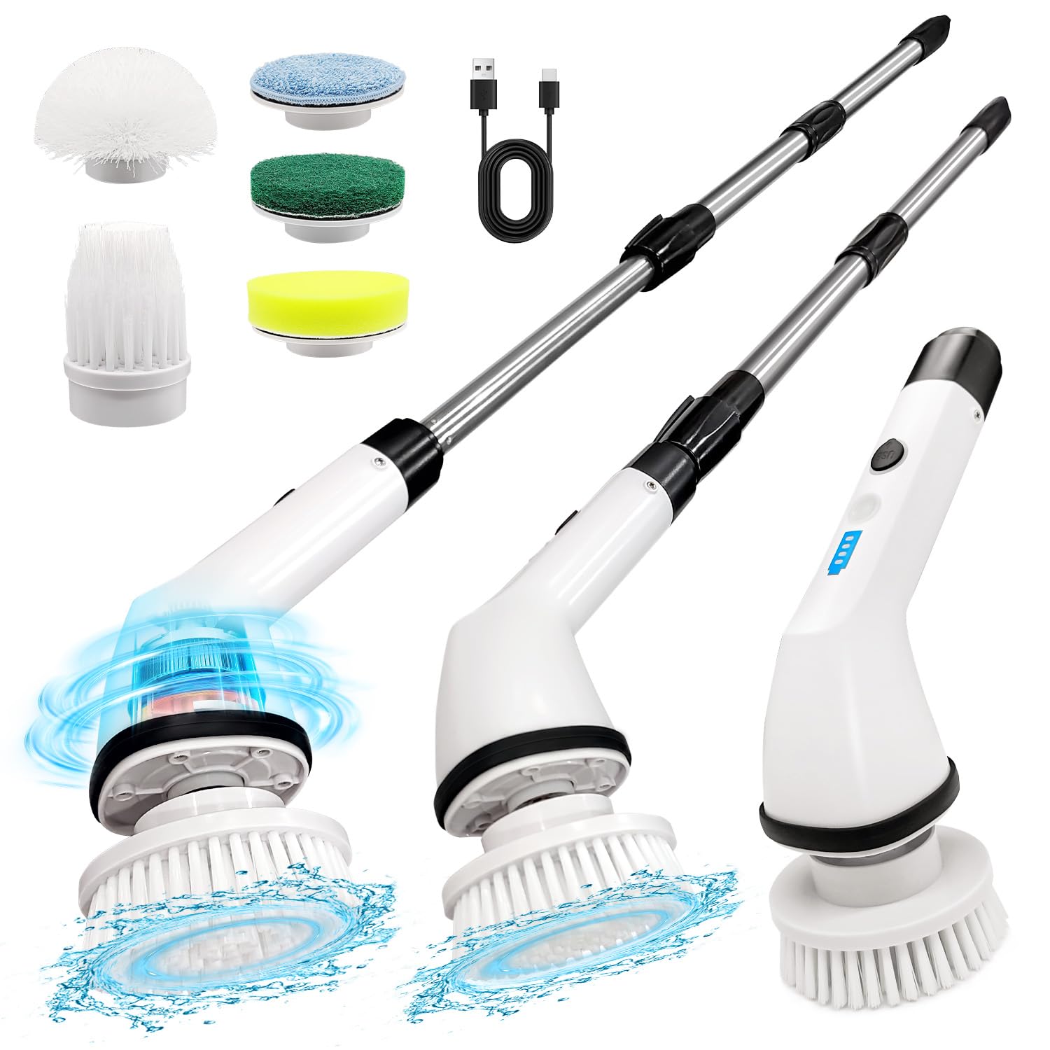 Electric Spin Scrubber, Cordless Rotary Scrubber with 6 Replaceable ...