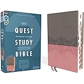 NIV, Quest Study Bible, Large Print, Leathersoft, Gray/Pink, Thumb ...