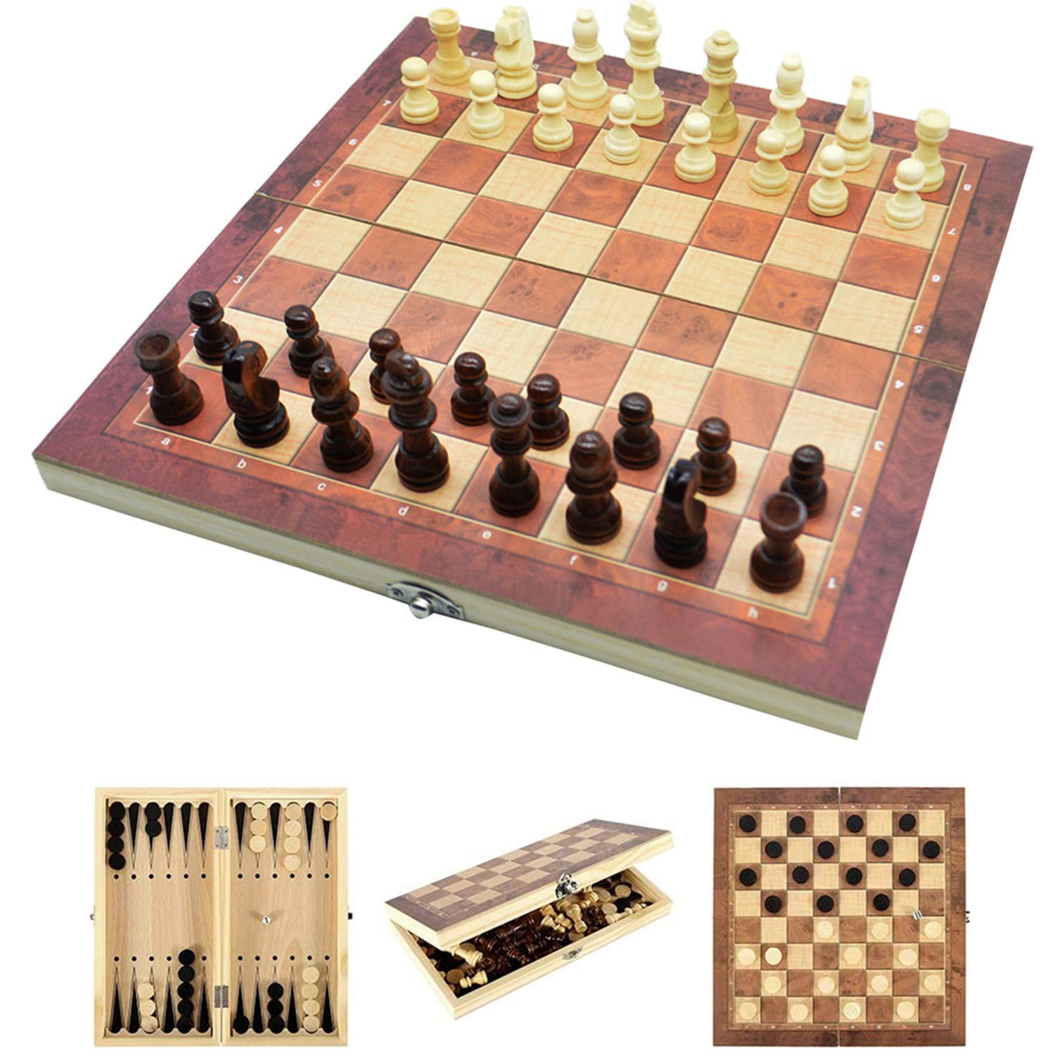 Mua Jsdoin 3 in 1 Chess Set - 12"x12", Wooden Travel Folding/Portable ...
