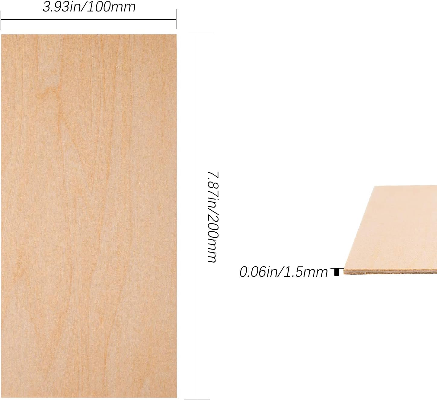 SAVITA 10Pcs 200 x 100 x 1.5mm Natural Wood Sheets, Unfinished Balsa ...