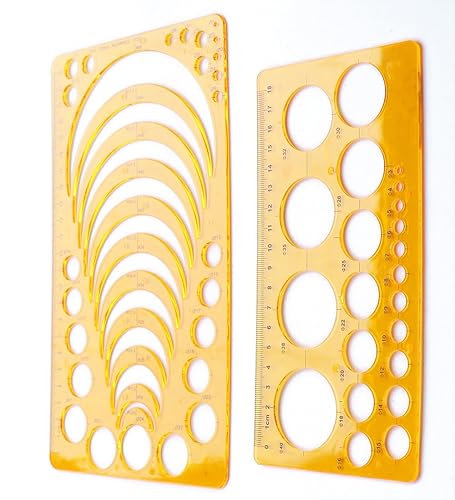 Set of 2 Plastic Circle Radius Arc Master Stencil Circle Geometric ...