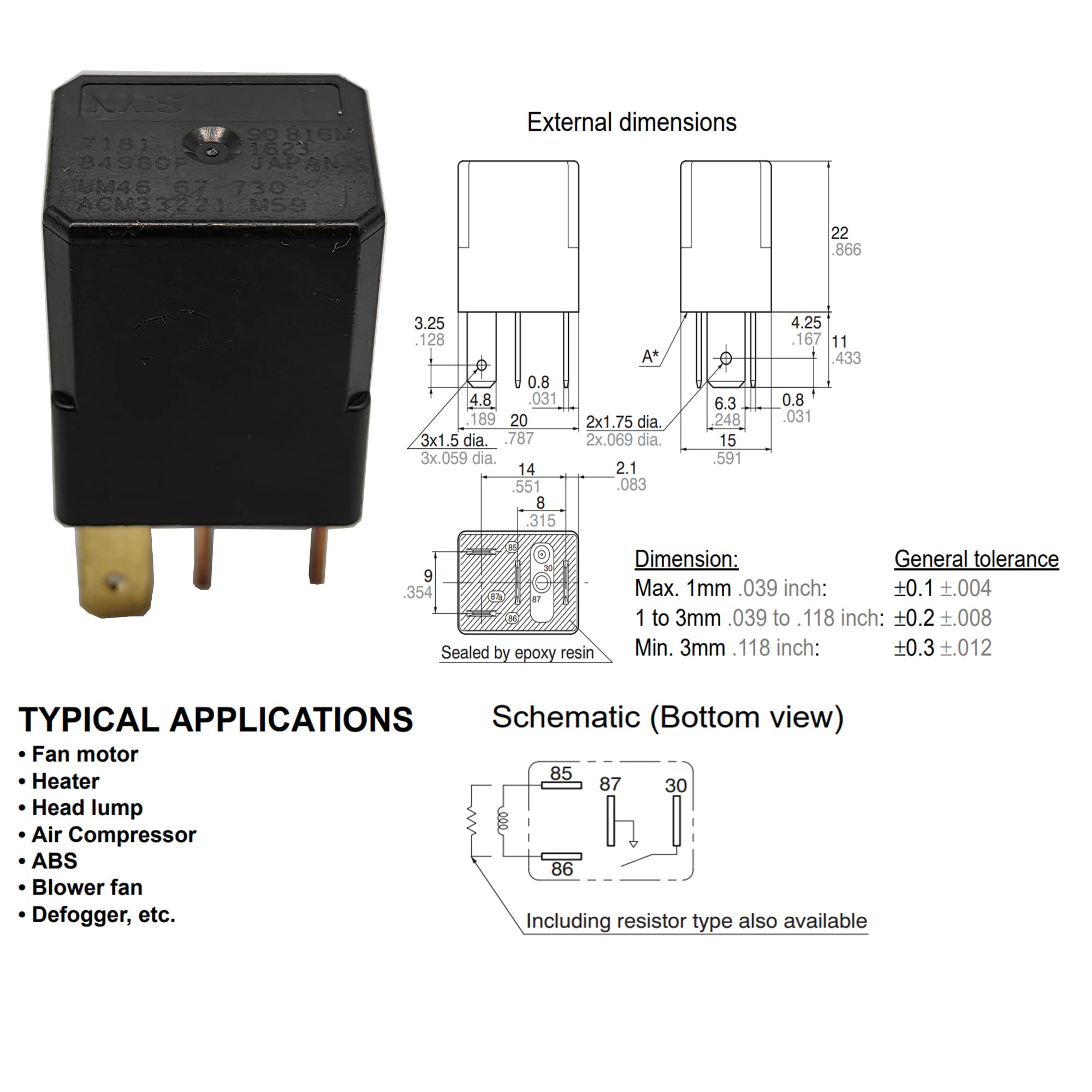 Mua Relay UM4667730, ACM13221, CM1A-R-12V-H46 for Honda Mazda Nissan ...