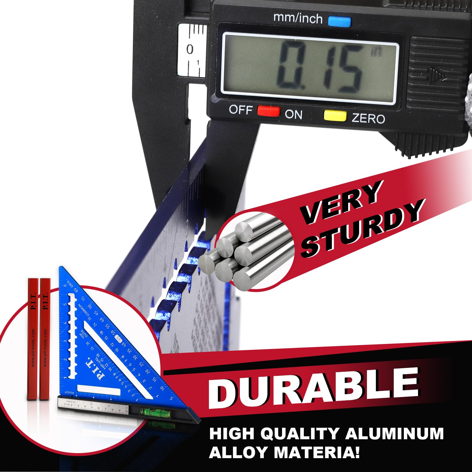 Mua P.I.T. 7" Carpenter's Triangle Square with Bubble Level/Stainless ...