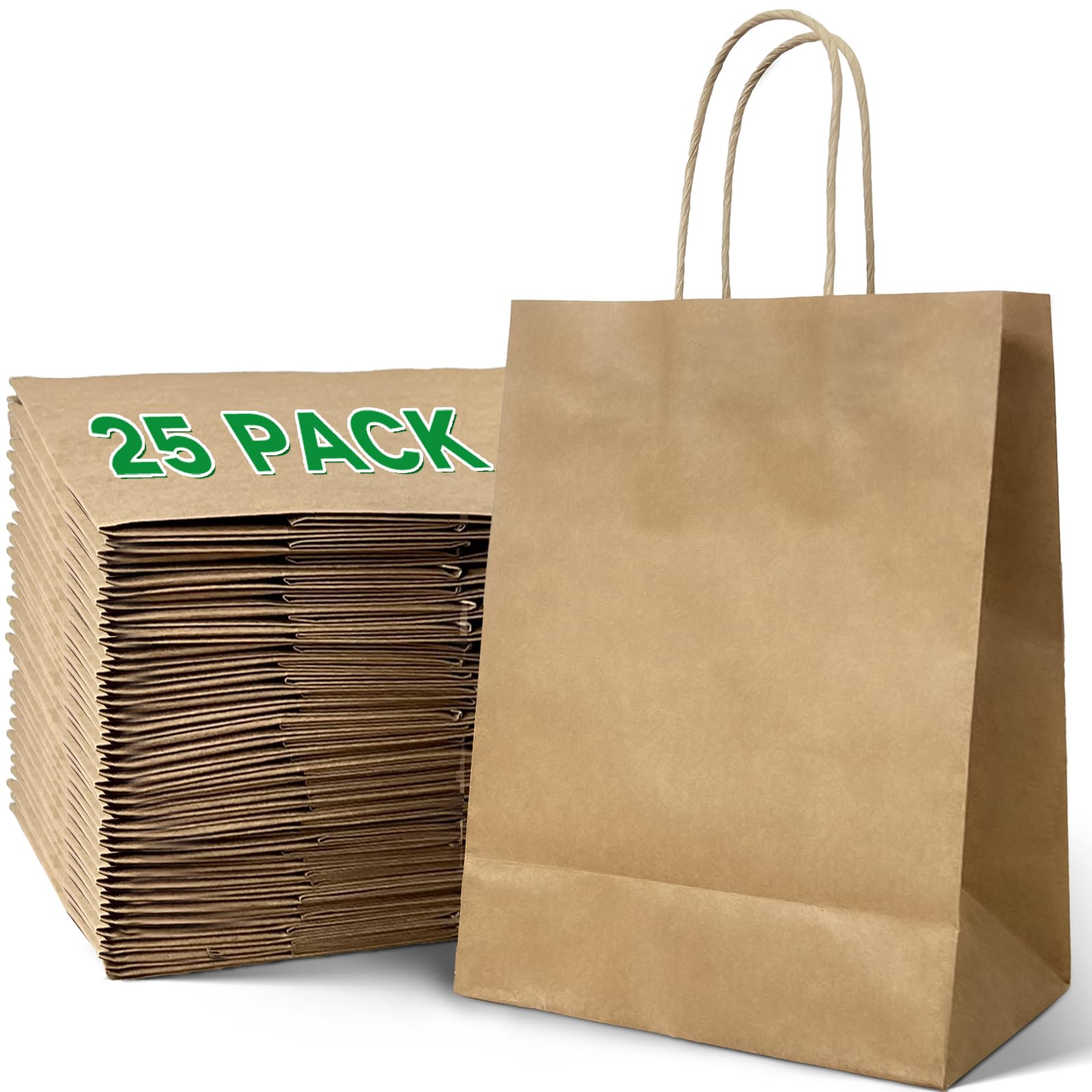 Medium Brown Paper Gift Bags with Handles, Medium Kraft Paper Bags with ...