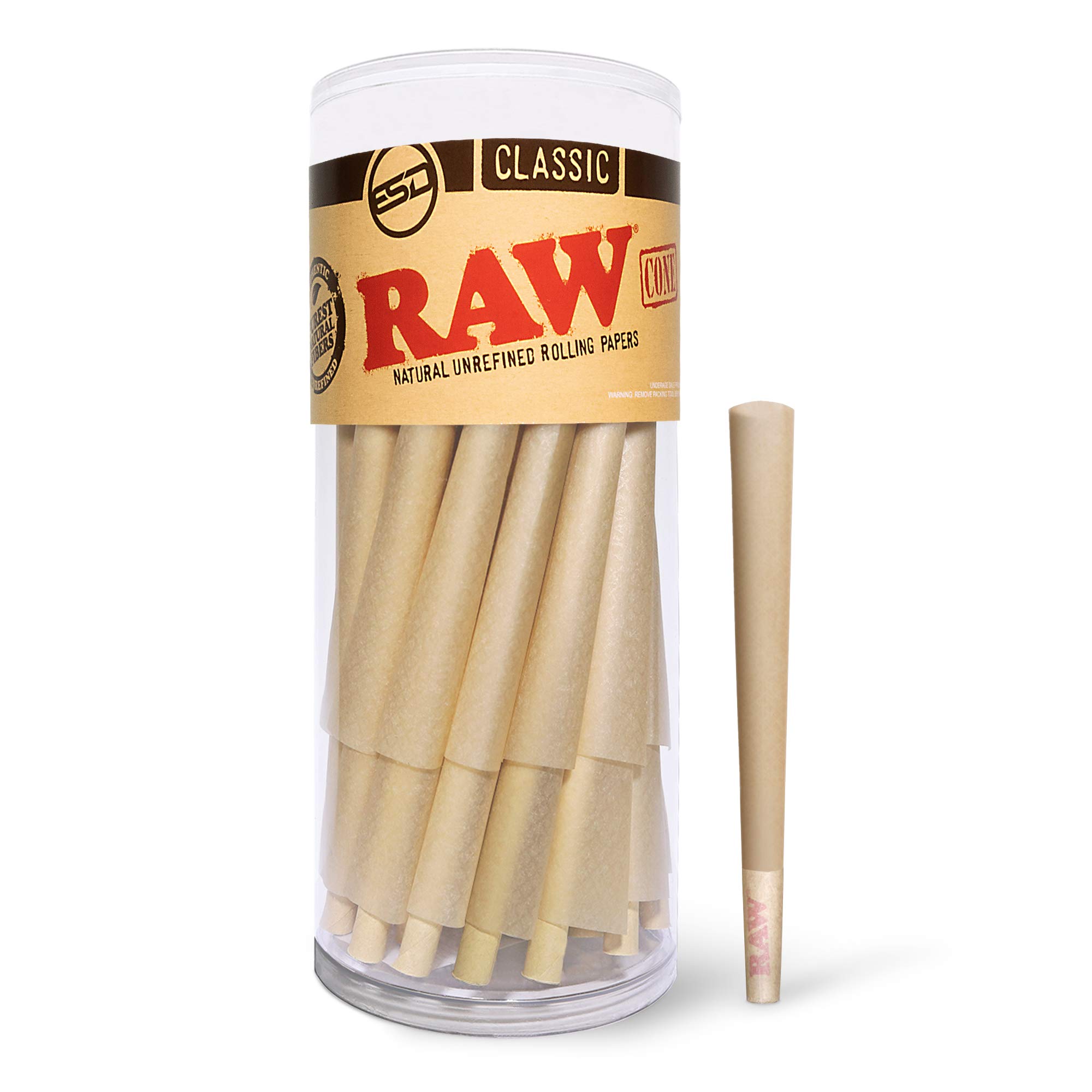 Buy RAW Cones Classic 98 Special 50 Pack Natural Pre Rolled Rolling Paper With Tips 