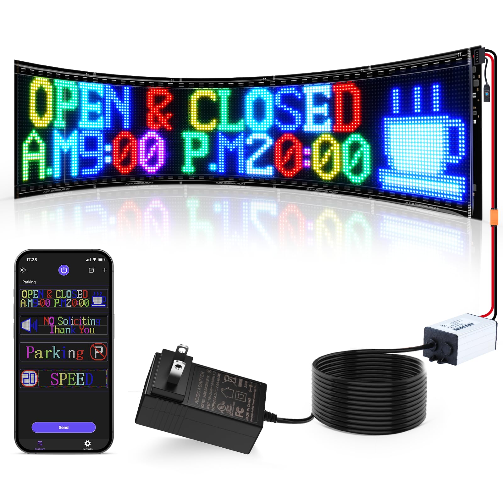 KJOY Double Row Multi Ttask Loop Playback LED Sign,31''x8'' Flexible ...