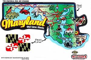 Amazon.com: Flagline Maryland - State Map Outline Vinyl Sticker