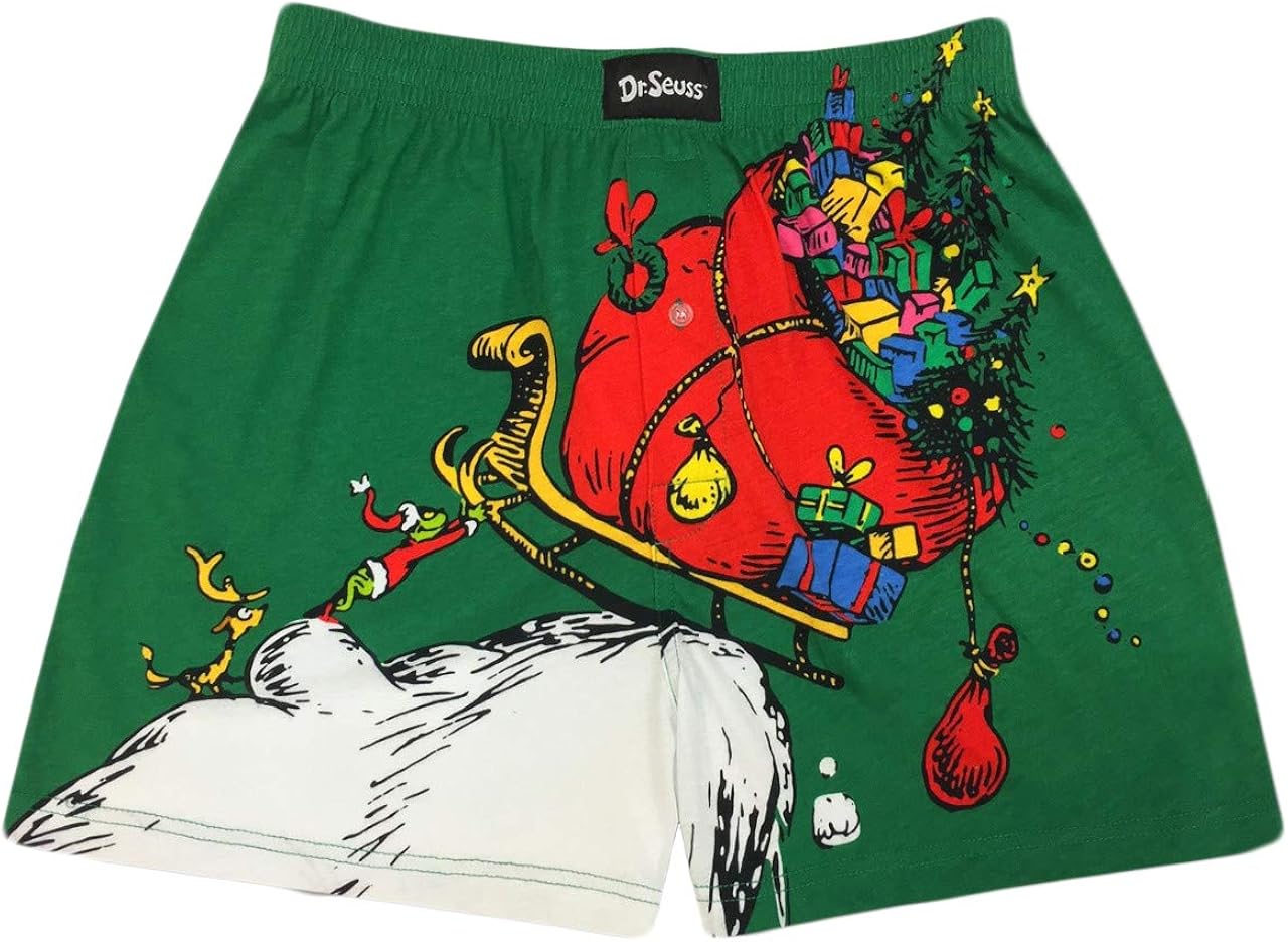 Dr Seuss How the Grinch Stole Christmas Vintage Green Boxer Shorts - X ...