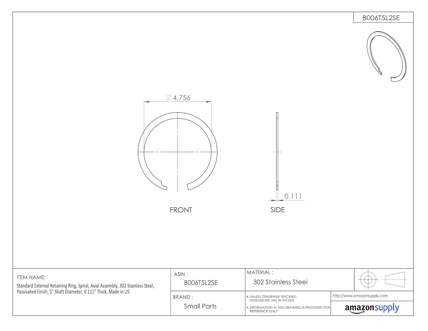 Plain Finish SAE 1060-1090 Carbon Steel 0.042 Thick 1/2 Shaft Diameter ...