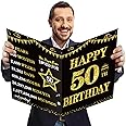 Amazon.com : Large 50th Birthday Card With Envelope, Jumbo 50 Birthday Guest Book Greeting Cards ...