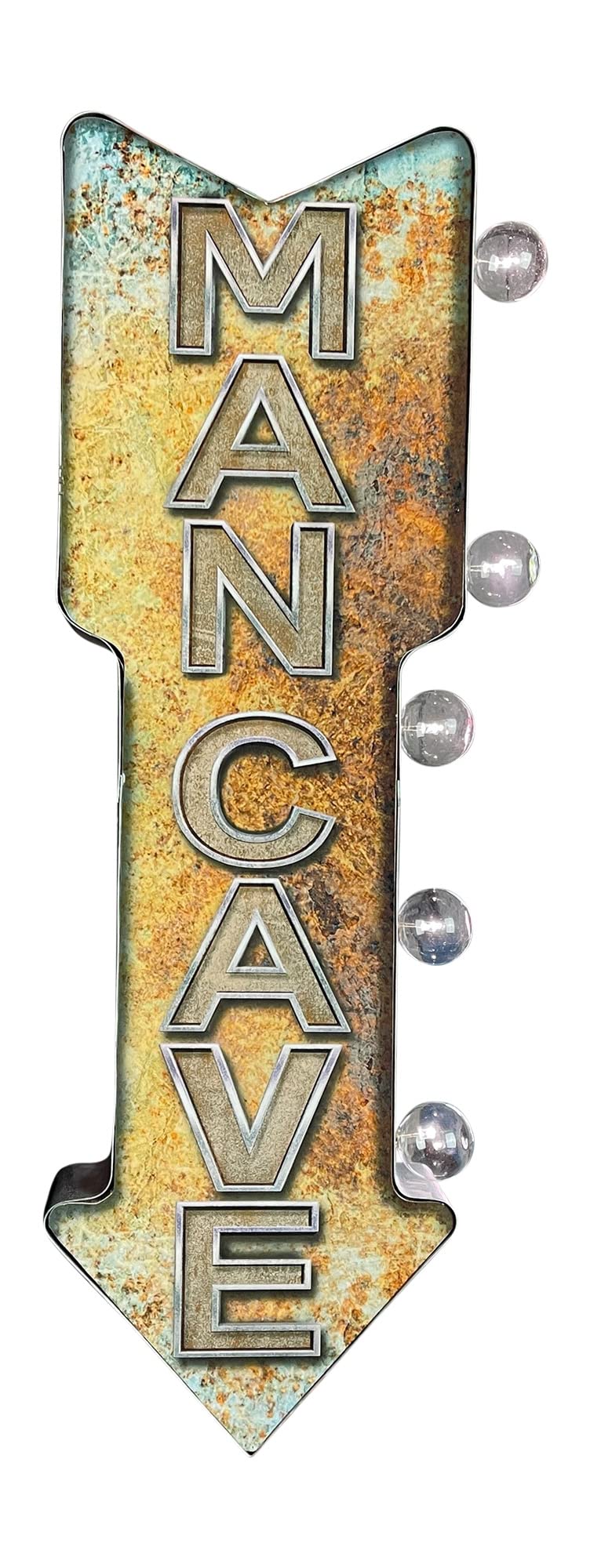 Man Cave Double-Sided Marquee Sign With Vintage Print And LED Bulbs ...