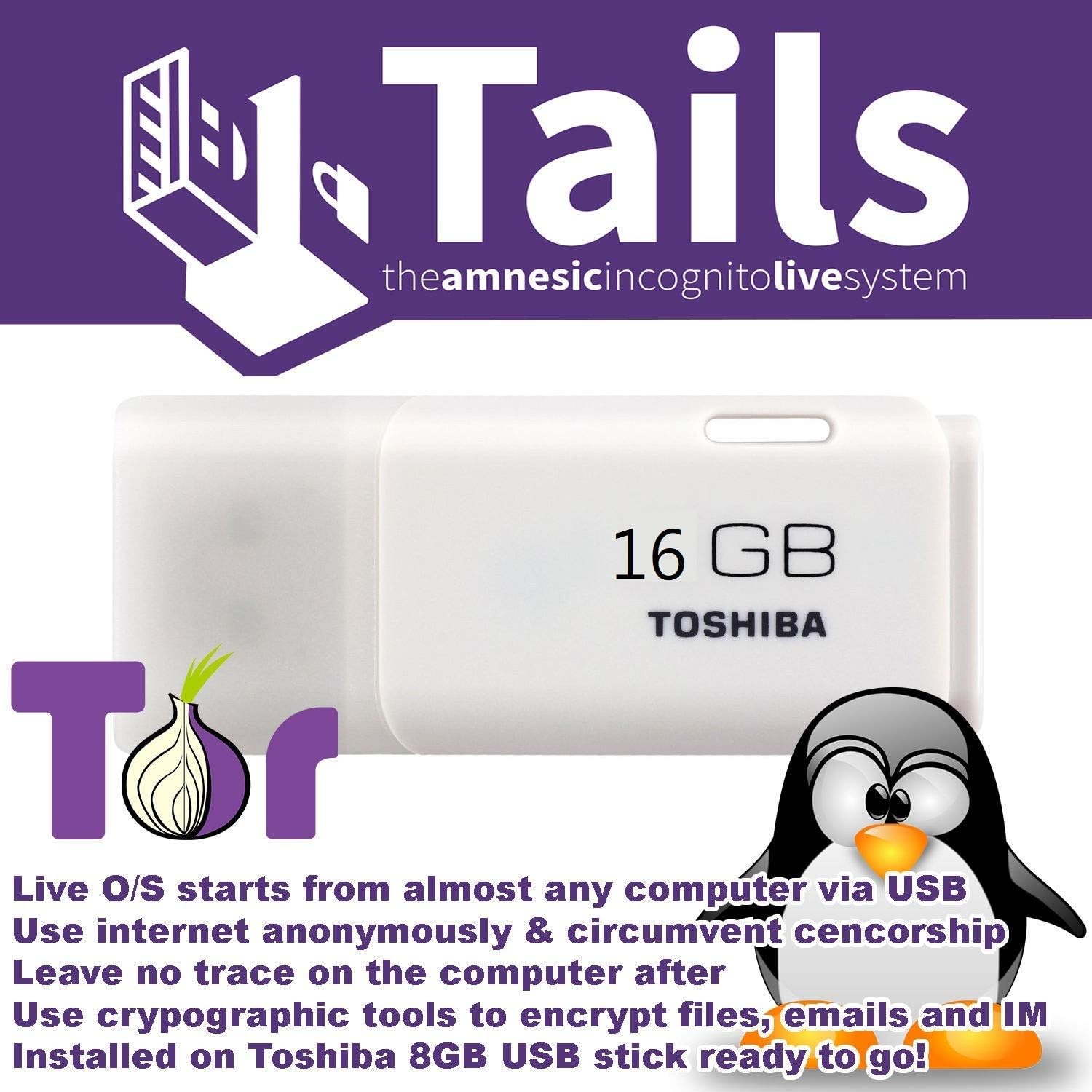 Amazon.com: Linux Tails Secure OS Anonymous Browsing on Bootable USB