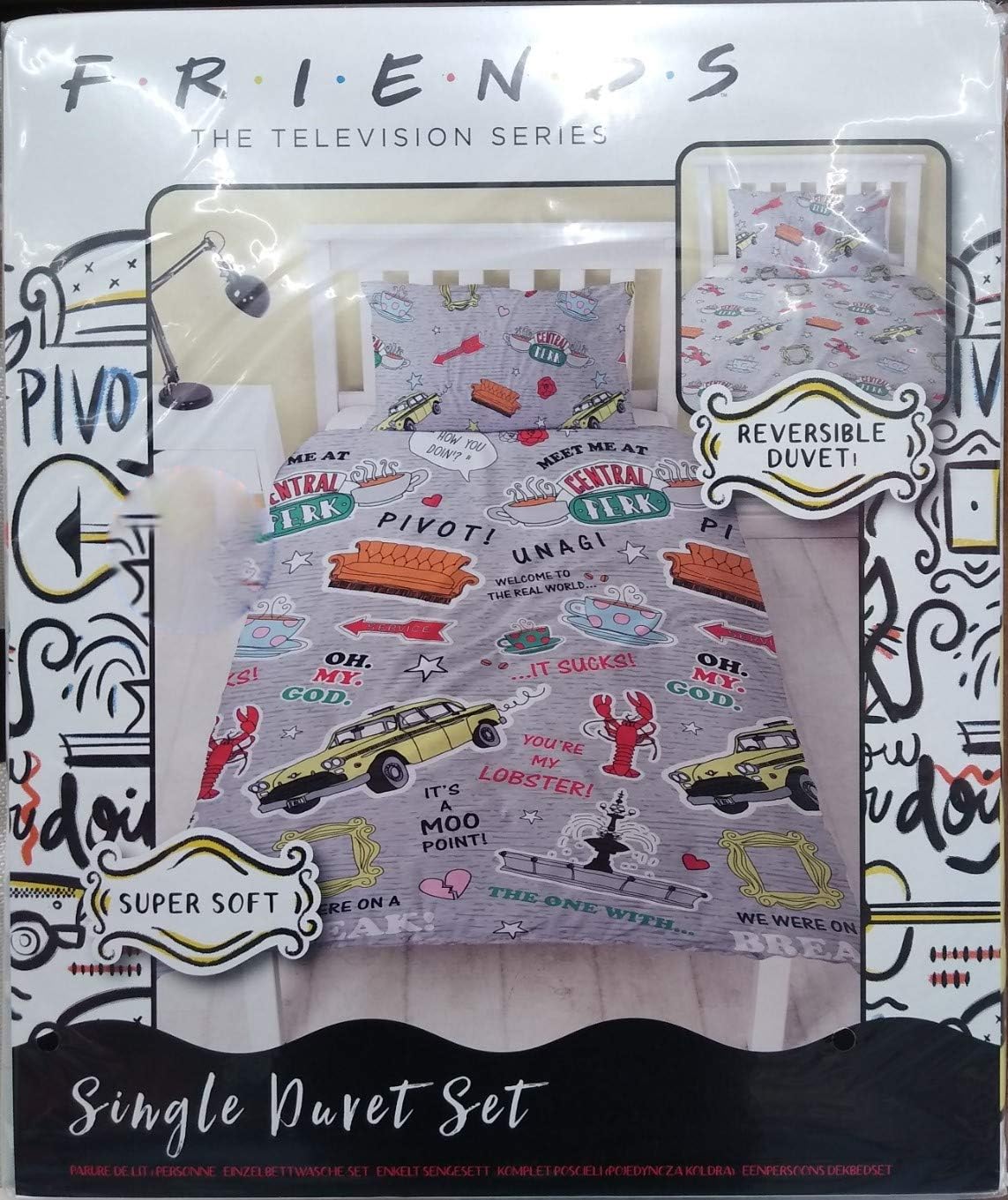 BM Friends Single Duvet Cover Set with Pillow Case Decorated with Props ...