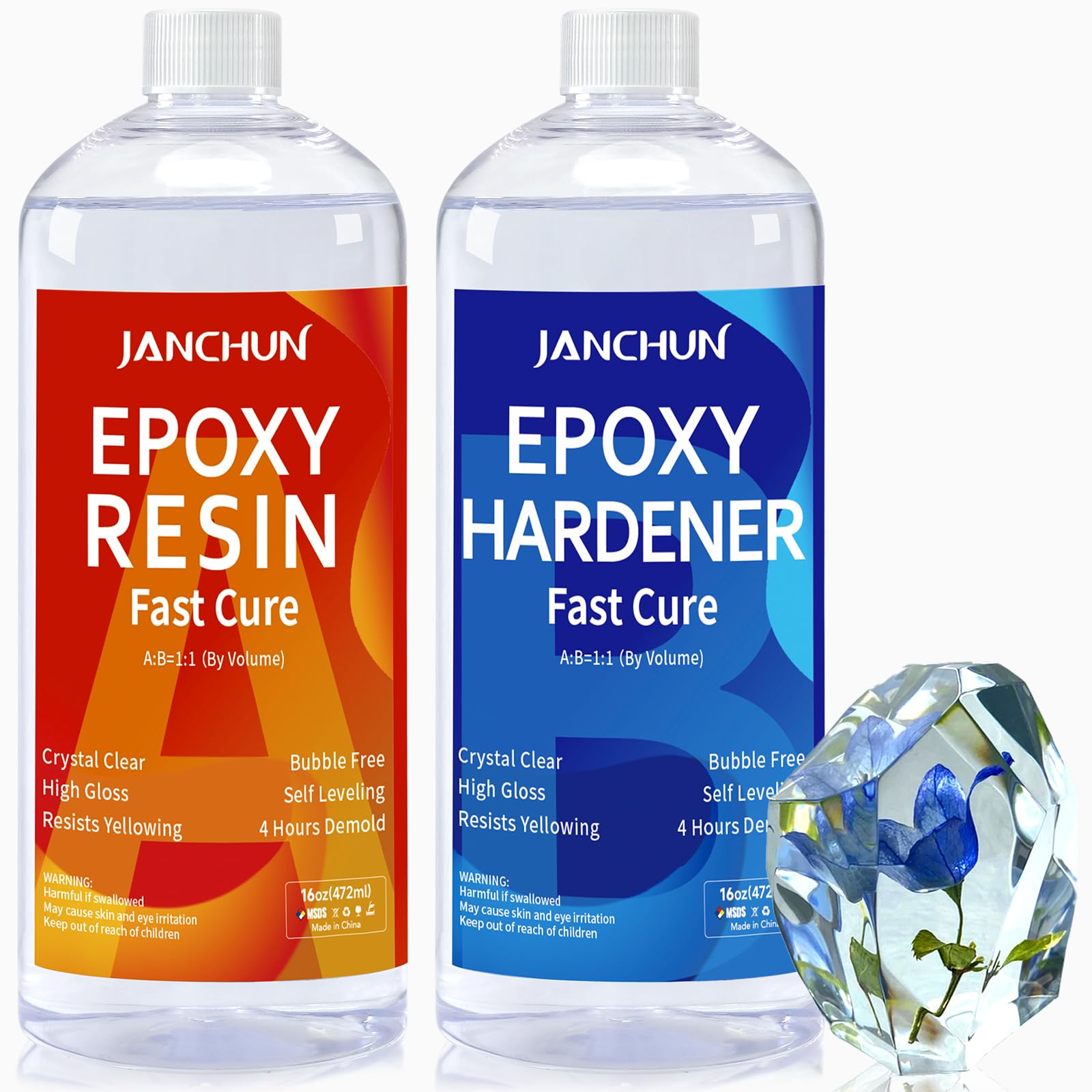 Mua JANCHUN Crystal Clear Epoxy Resin Kit 32OZ, Bubble-Free, Anti ...