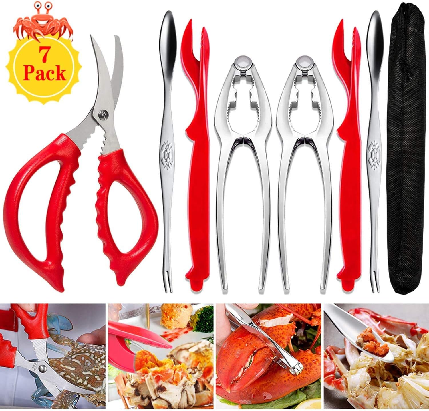 Crab Leg Crackers and Tools - Lobster Crackers and Picks Set Shellfish ...