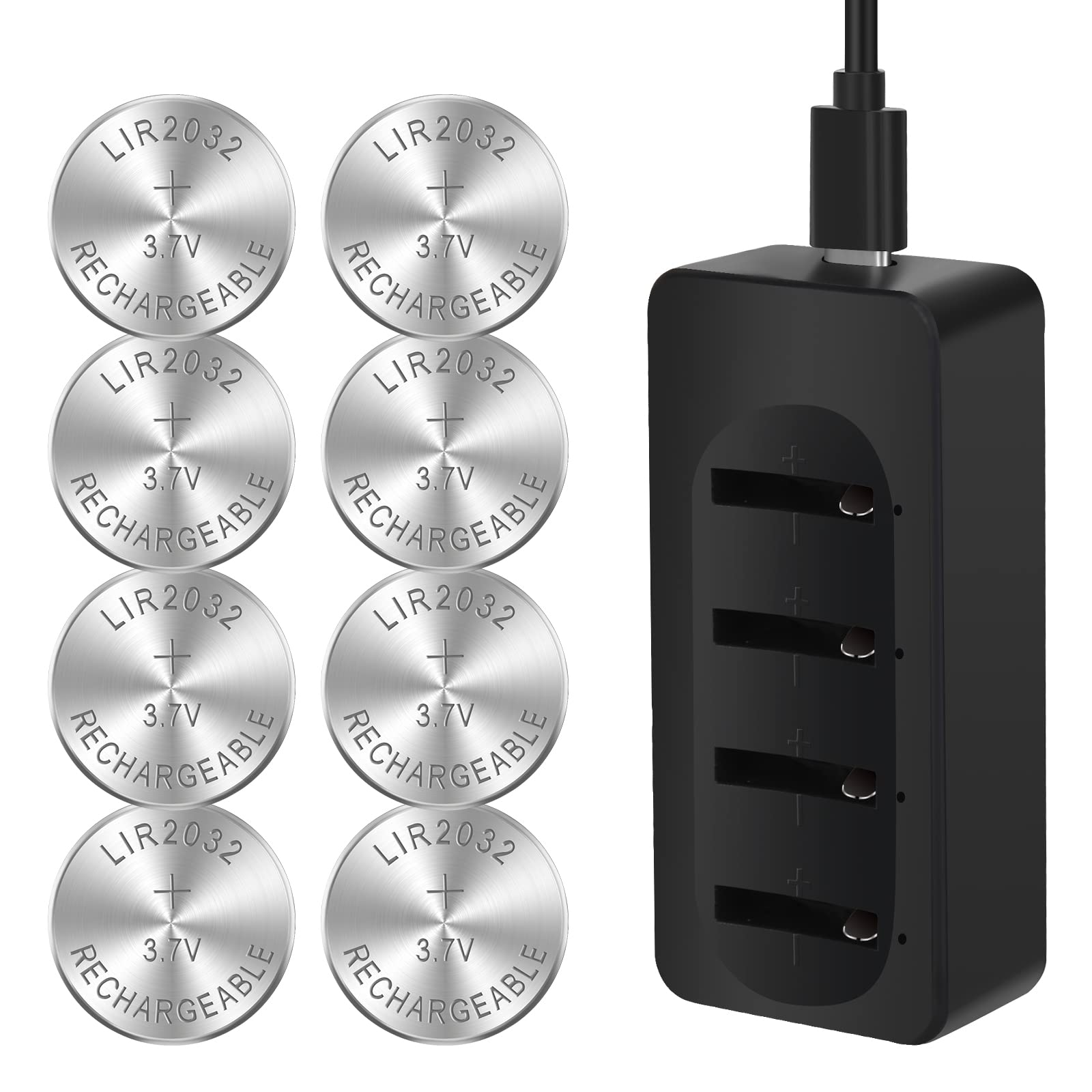 Mua TOPUSSE Rechargeable 3.7v 2032 Battery with Charger, 8 Pack LIR2032 ...