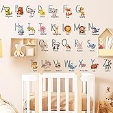 Amazon.com: Whaline 8 Sheets Alphabet Letters Wall Decals Cute Animal ...