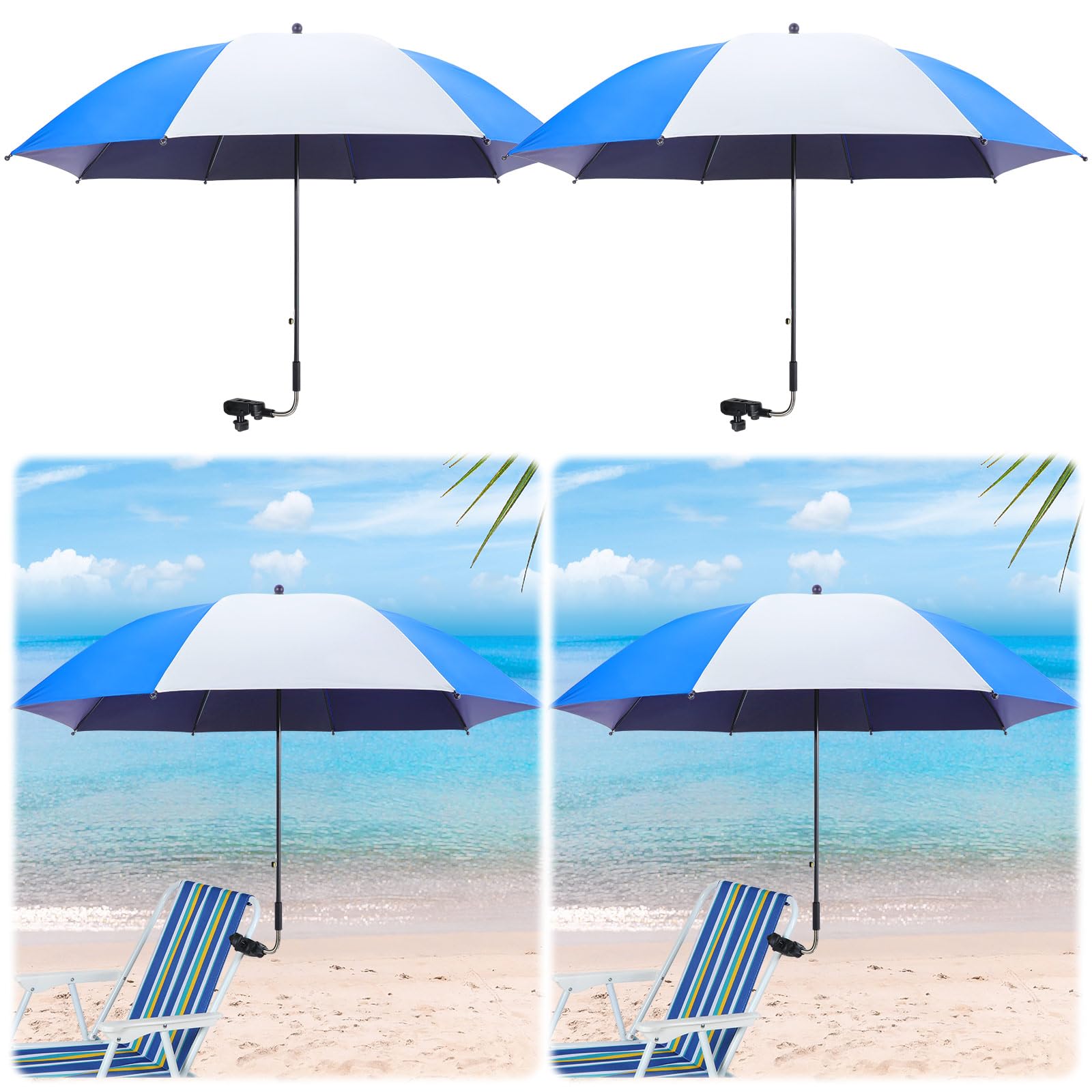 Hosuly 4 Pcs 46" Chair Umbrella with Universal Adjustable Clamp Sun ...