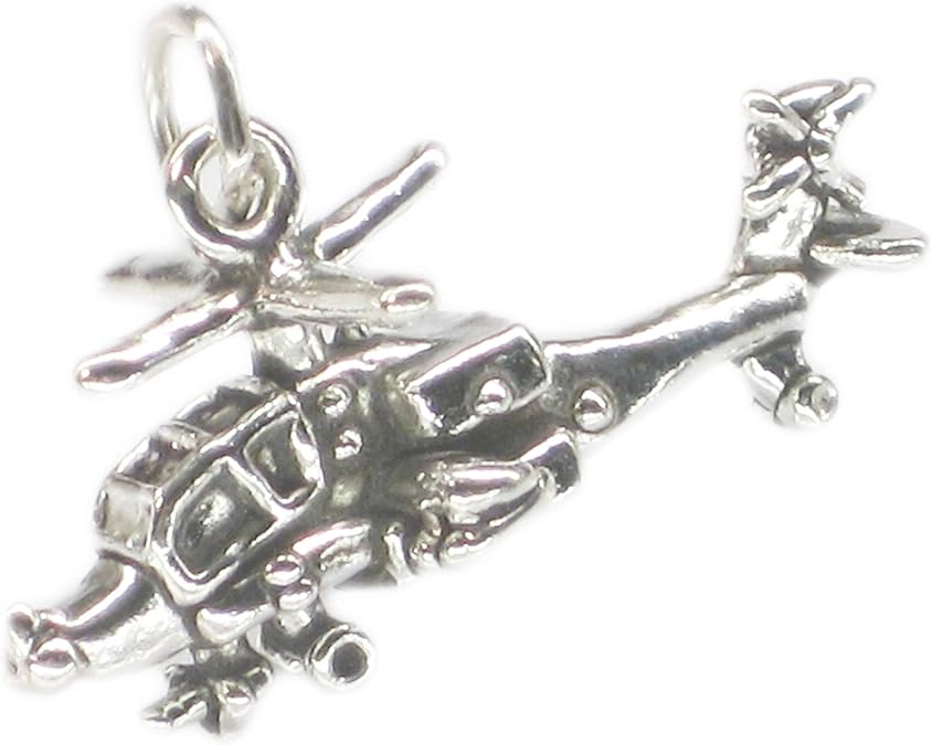 Helicopter - Aircraft sterling silver charm .925 x 1 Helicopters charms ...