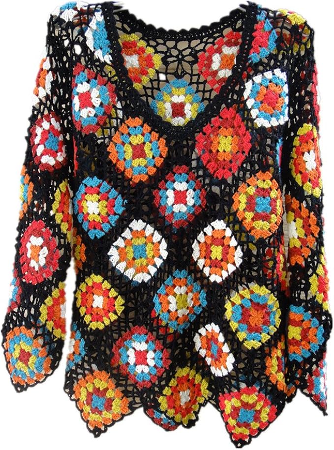 tinacrochetstudio® Women Handmade Crochet Granny Square Jumper (L ...