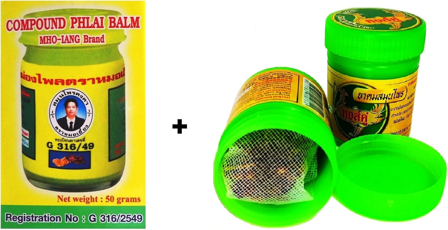 50g Thai COMPOUND PHLAI Balm Massagebalsam rein pflanzlich + Hong Koo ...