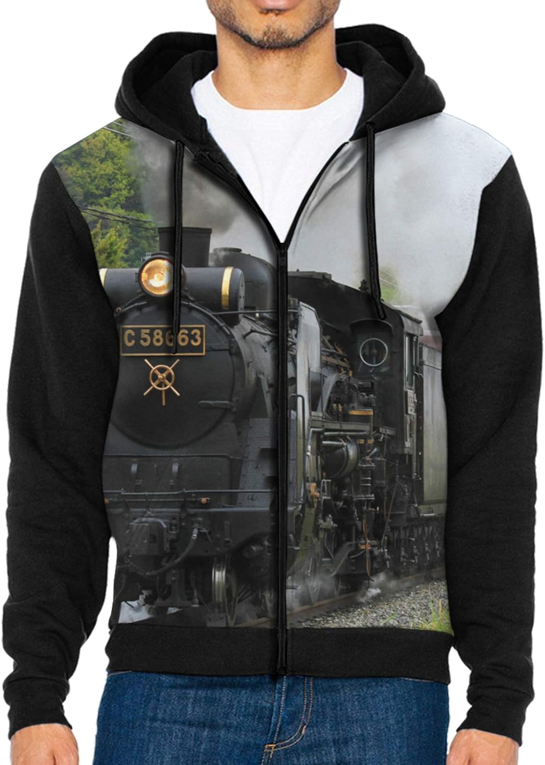 Amazon.com: Steam Engine Black hoodie / men's long-sleeved sweatshirt ...