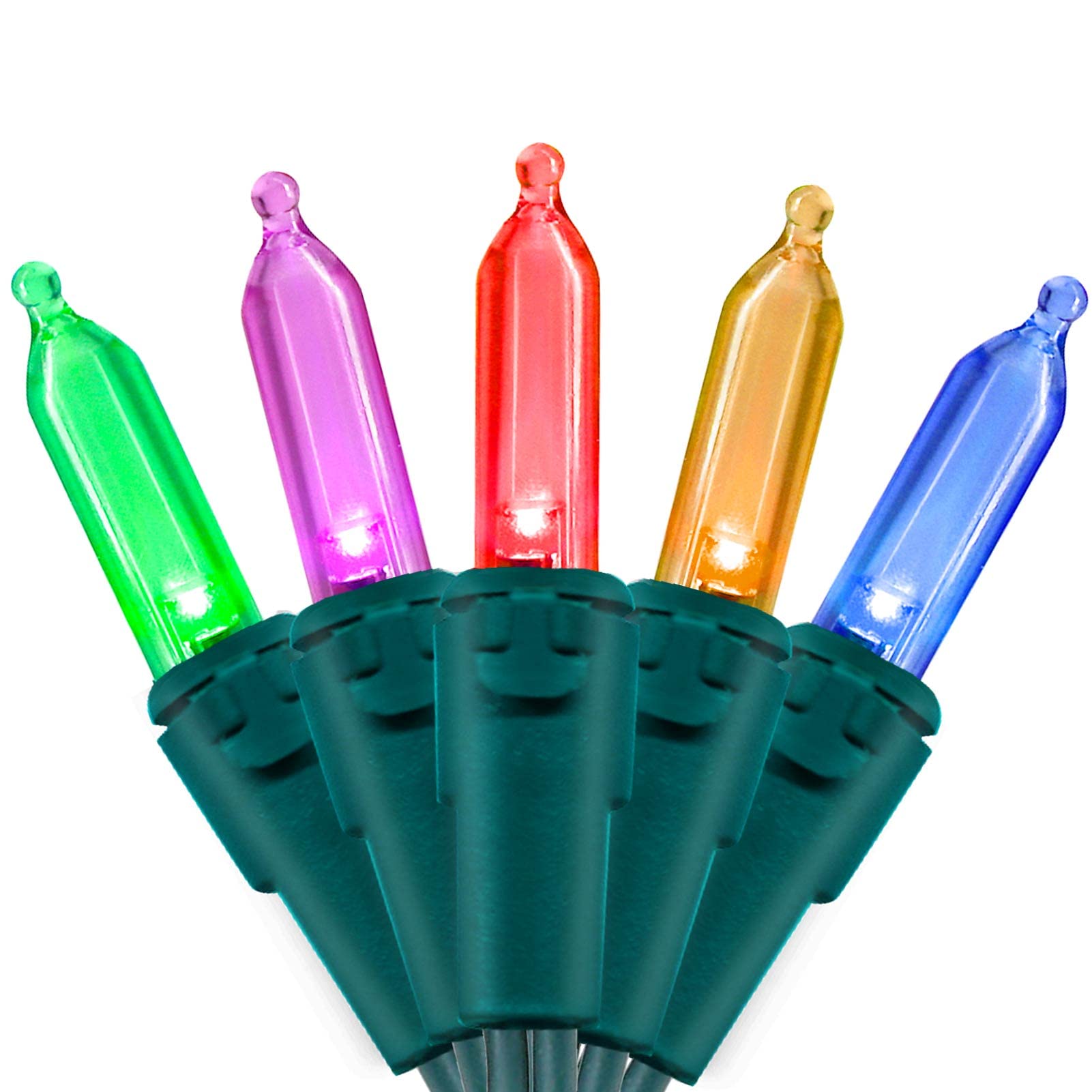 LED Christmas Lights (66 Feet, 200 Count) - Green Wire Multi Color ...