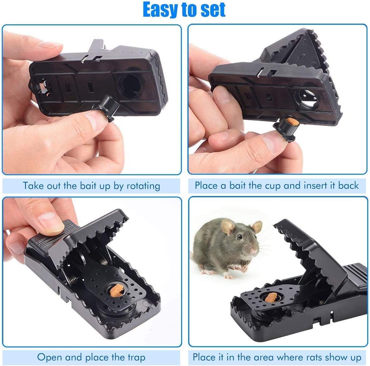 Mouse Trap, 6 Pack Reusable Mice Snap Traps That Kill Instantly, High ...