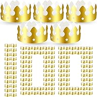 Amazon.com: 100 Pieces Paper Crowns Gold Birthday New Year Crowns Party ...