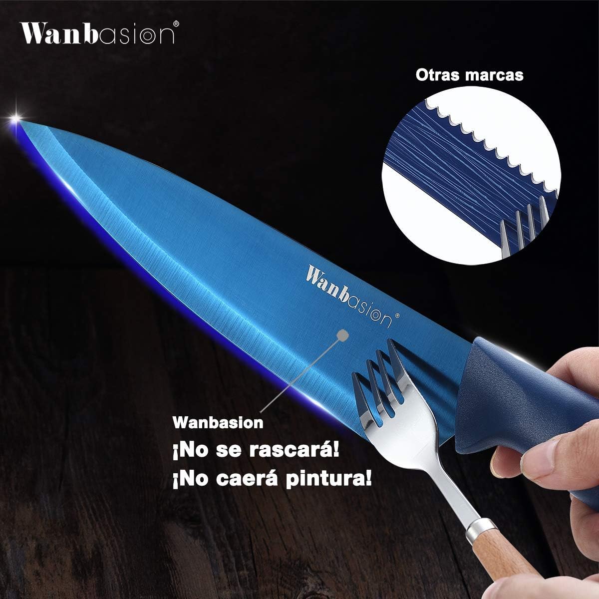 Wanbasion 16 Pieces Blue Kitchen Knife Set Dishwasher Safe ...