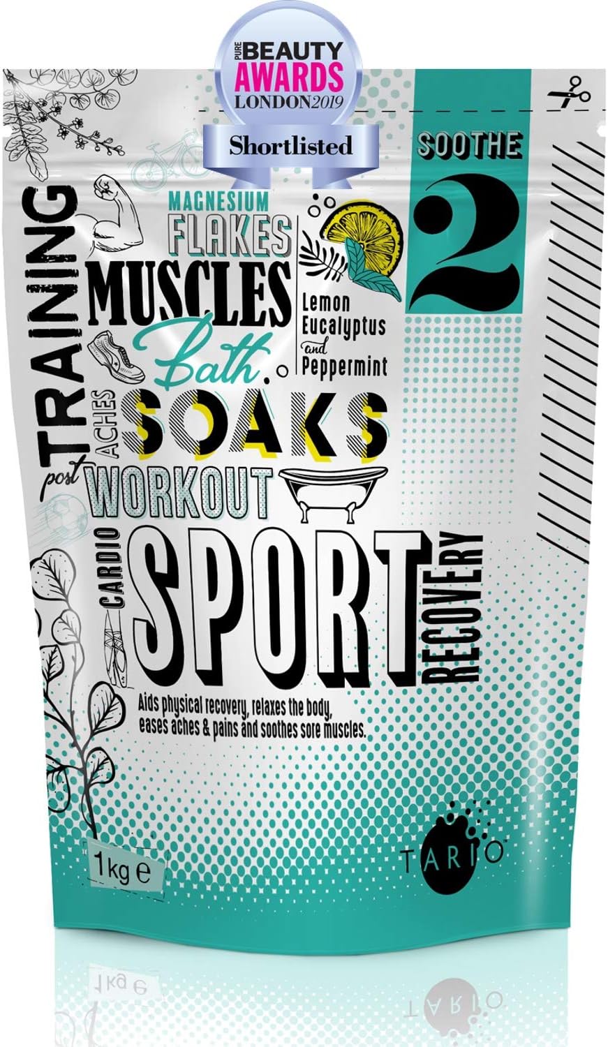 TARIO Sports Recovery Bath Salts – 100% Natural Magnesium Flakes ...