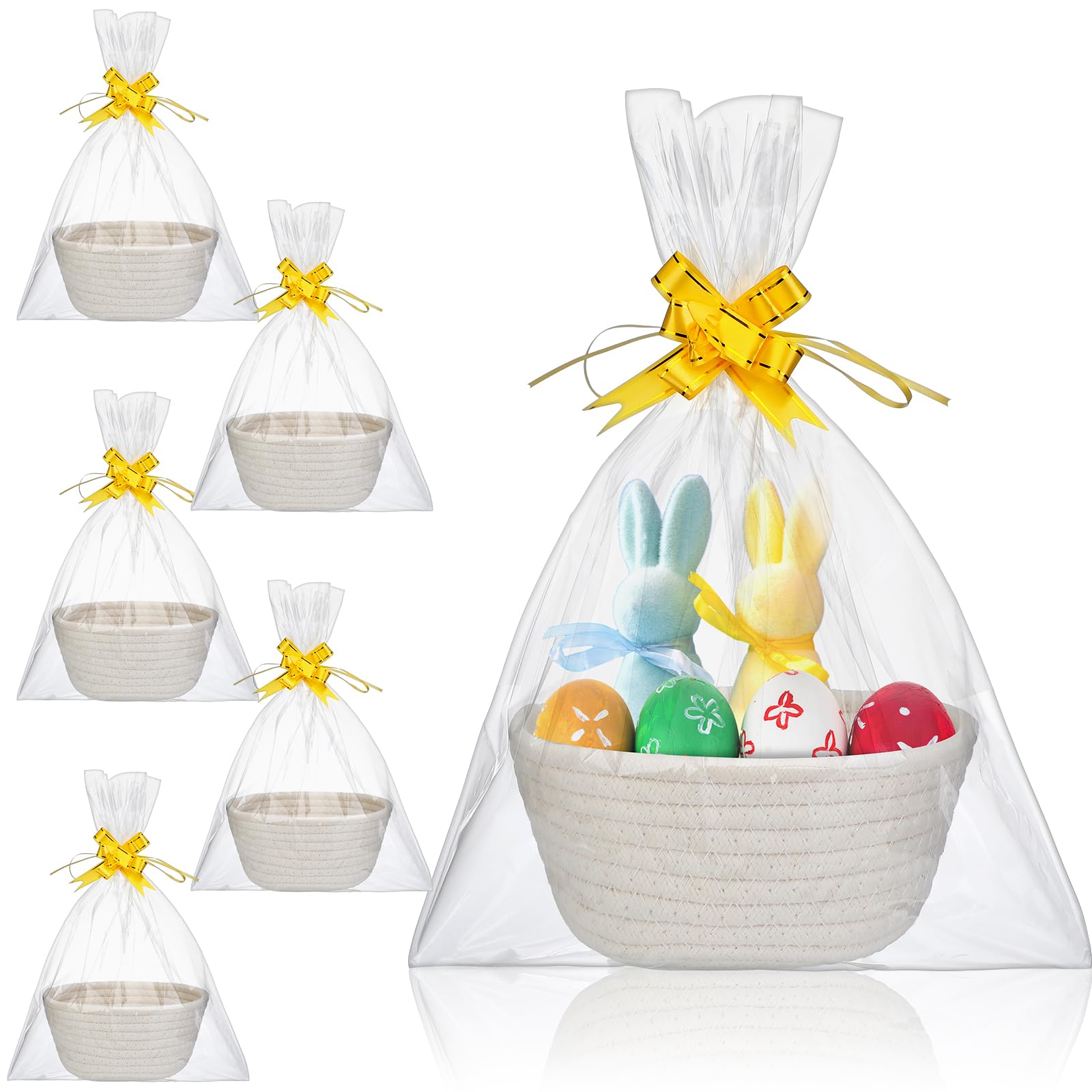 Tatuo Gift Baskets Empty Bulk Woven Cotton Basket with Bags Ribbons ...