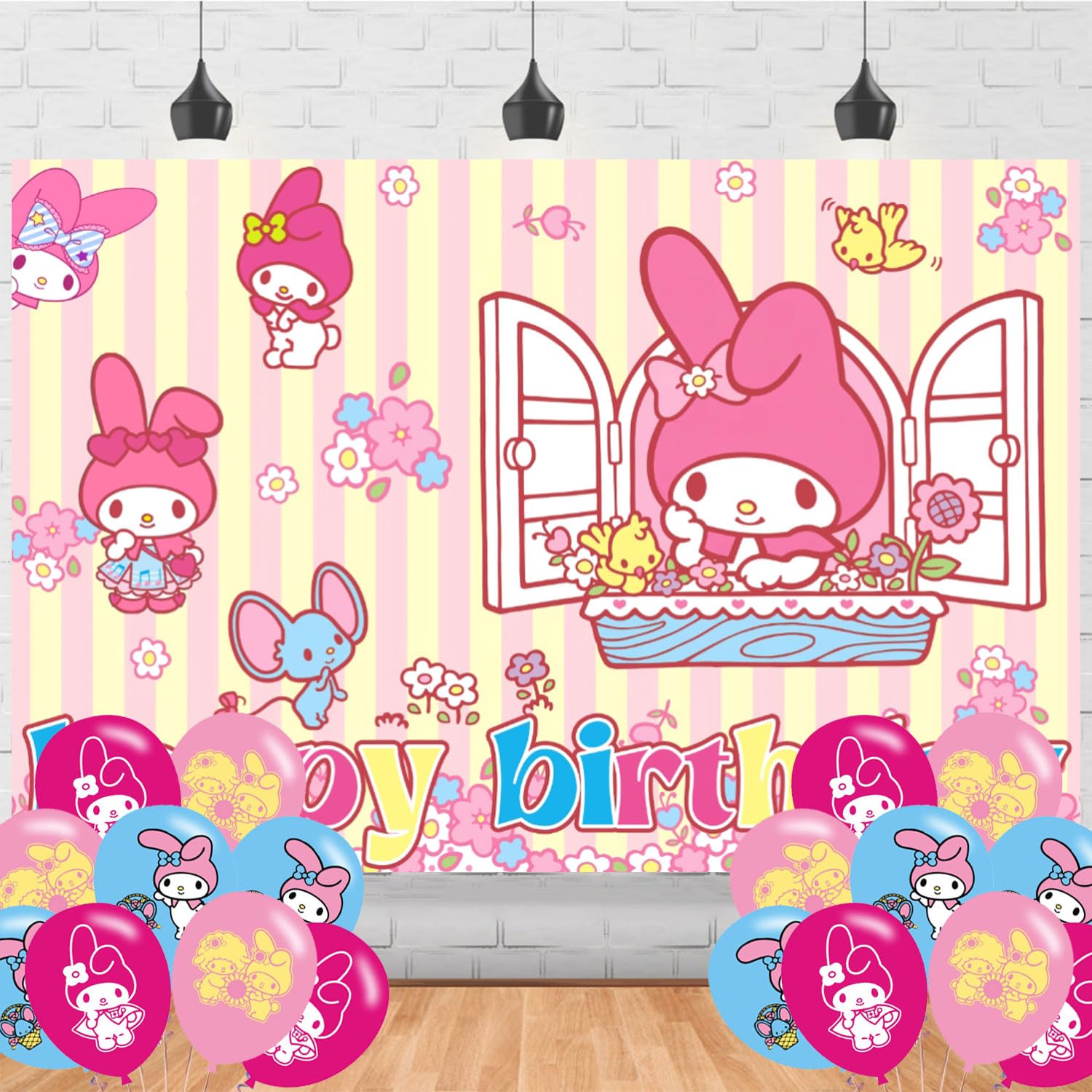 My Cute Melody Birthday Party Supplies Backdrop 5x3 My Cute Melody ...