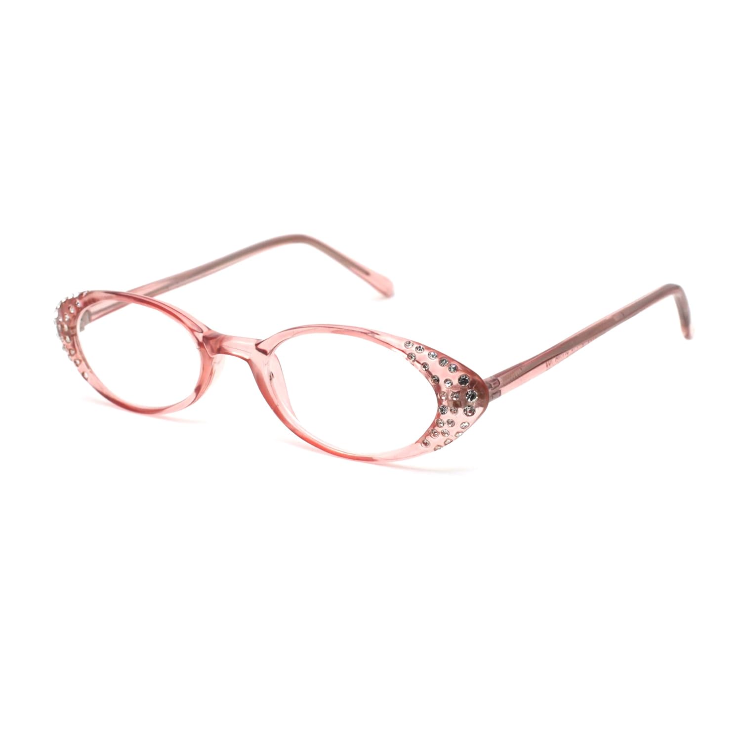 Buy Womens Rhinestone Studded Oval Cat Eye Reading Glasses with Hard ...