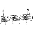 Amazon.com: Medium Gauge Wall-Mount Bookshelf Pot Rack with 8 Hooks ...