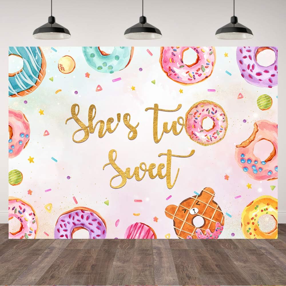 Amazon.com: 7×5ft Two Sweet Donut Birthday Backdrop Sweet Donut Girls ...